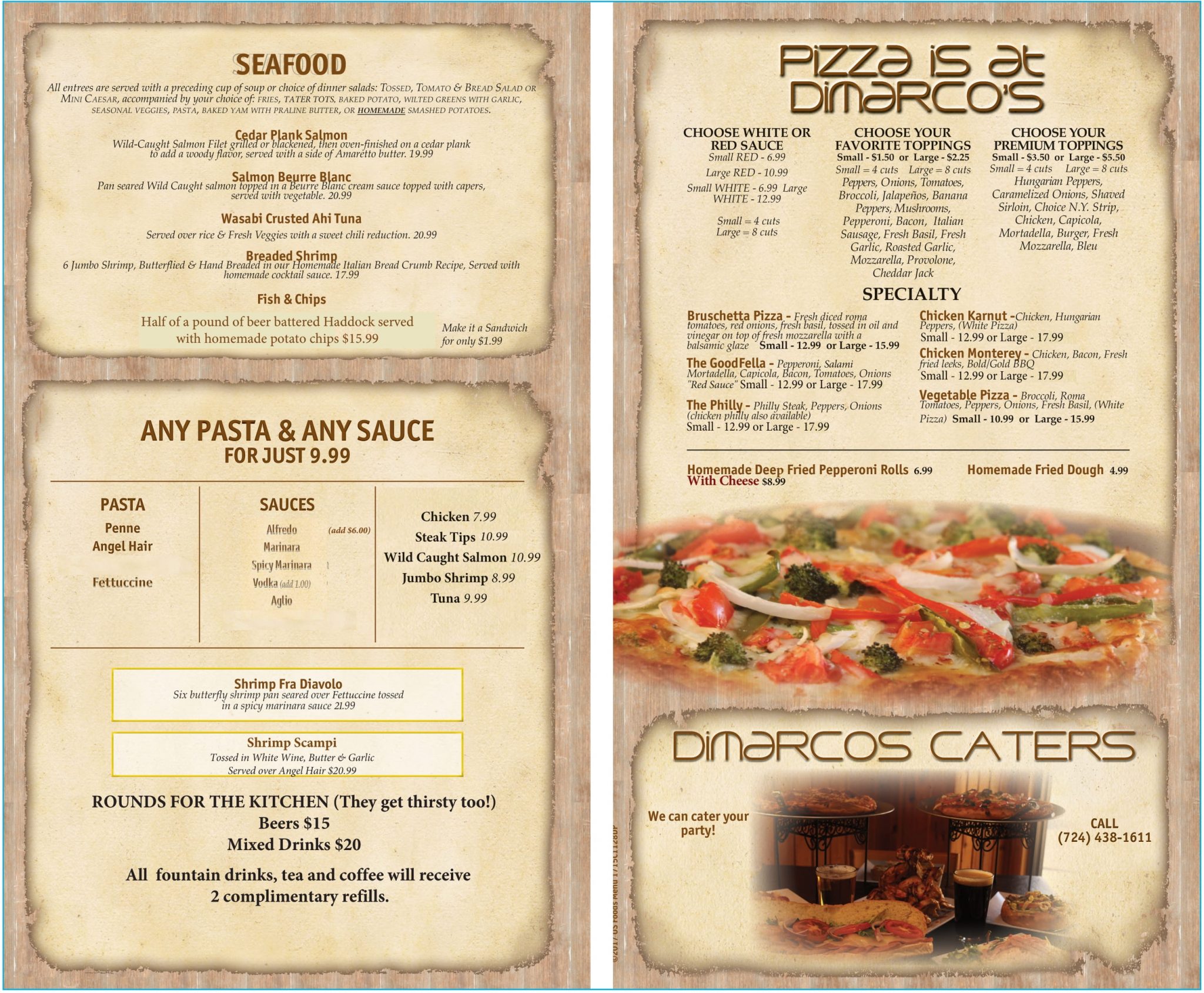 Menu - DiMarco's Bistro And Cantina - Call To Order (724) 438-1611!